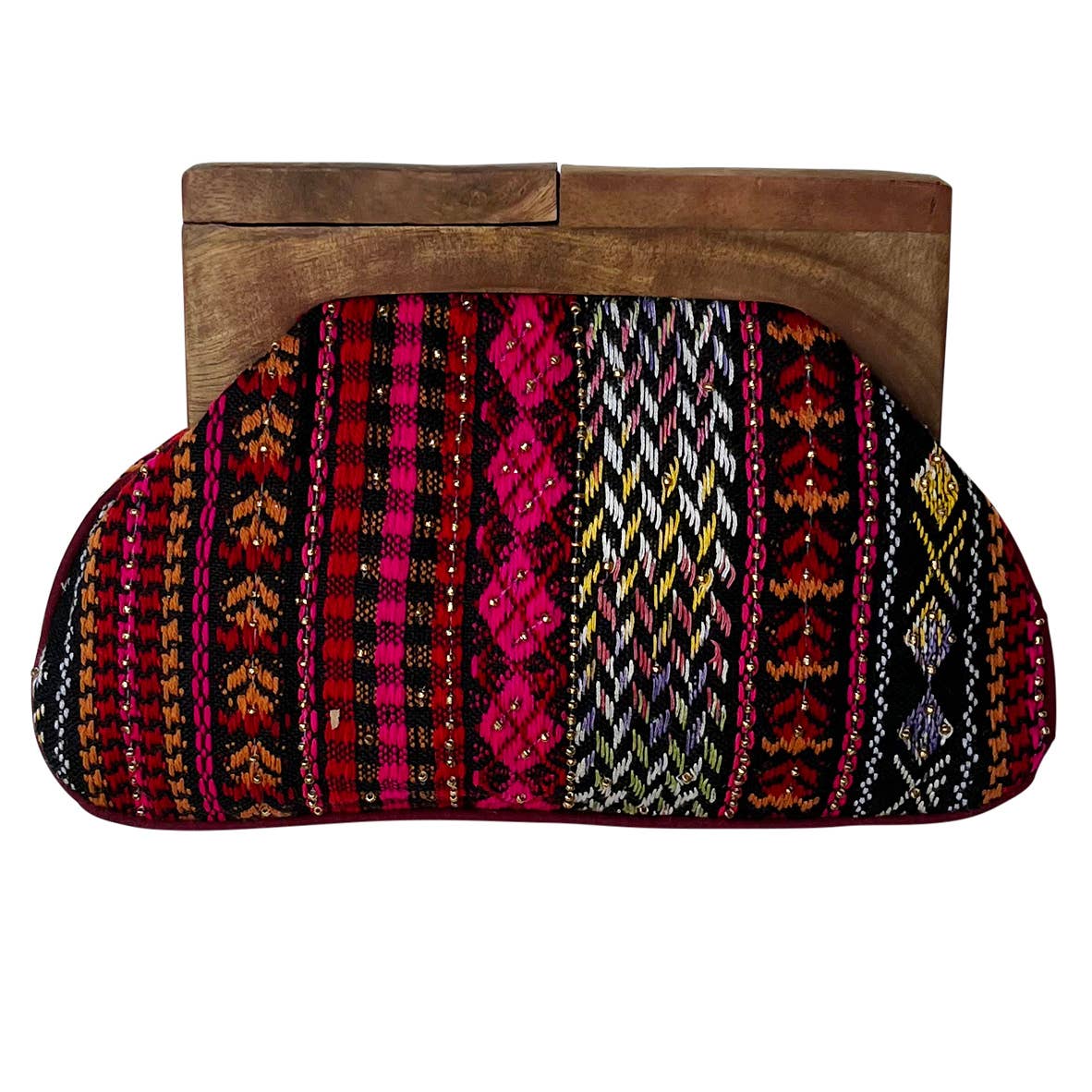 Red Stripe Wooden Handle Clutch – Chloe & Lex